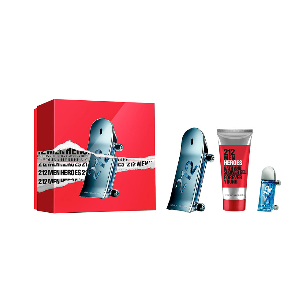 Estuche Carolina Herrera EDT 212 Héroes x 100 ml + Loción corporal ...
