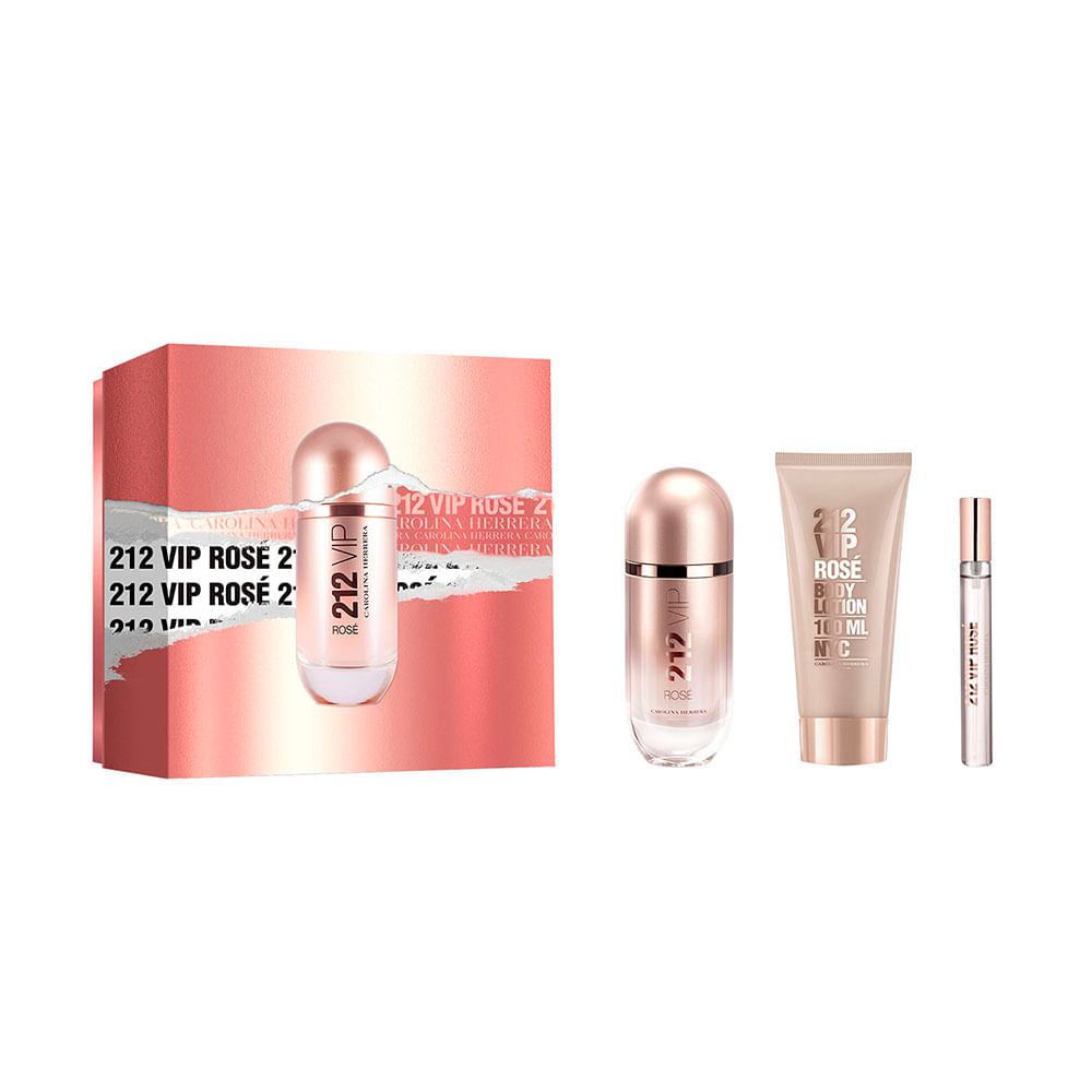 Set Carolina Herrera EDP 212 Vip Rosé x 80 ml + Body Lotion 100 ml ...