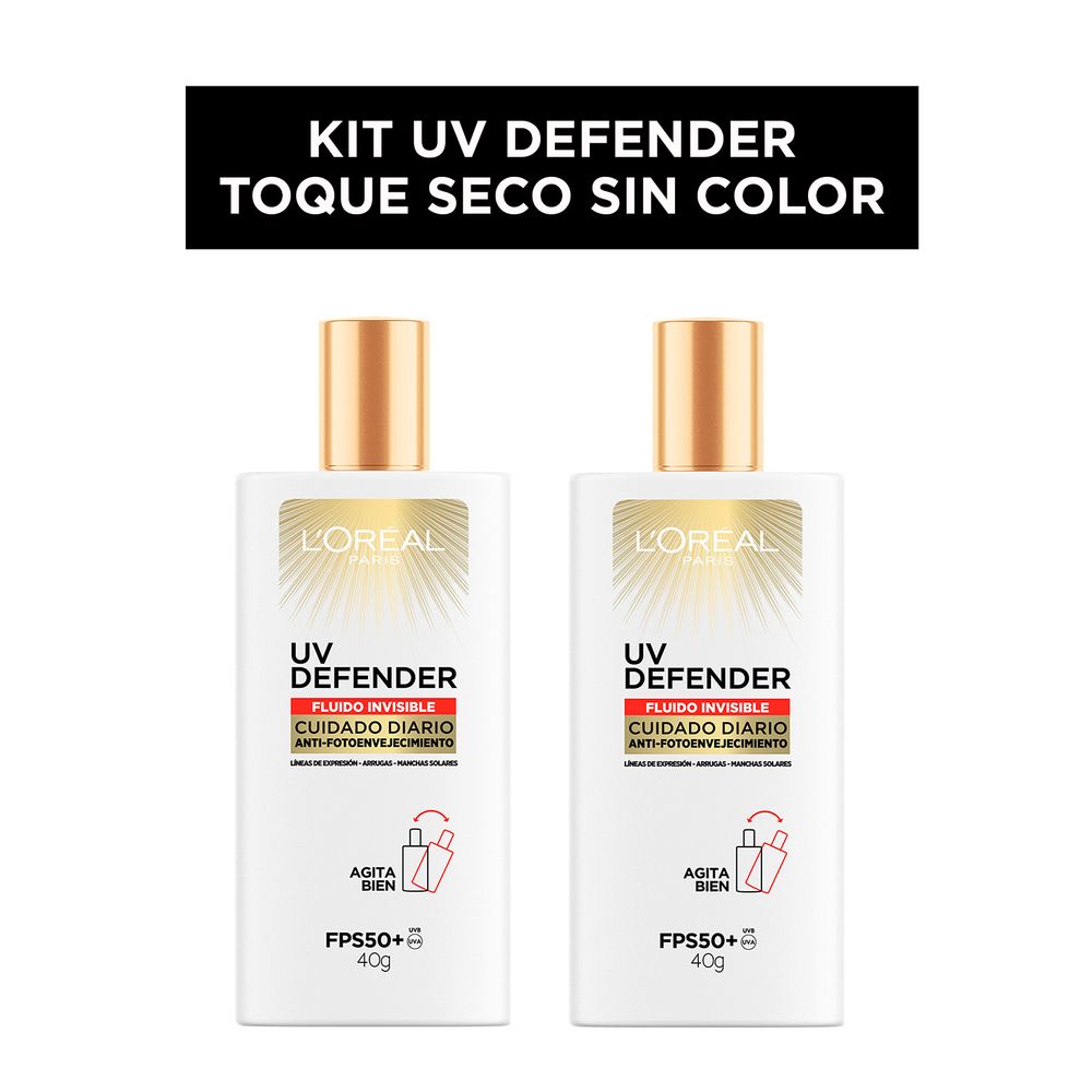 Kit L'Oreal París UV Defender Fluido FPS 50 x 2 un - getthelookar